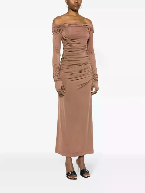 Helmut Lang Off-shoulder Draped Maxi Dress