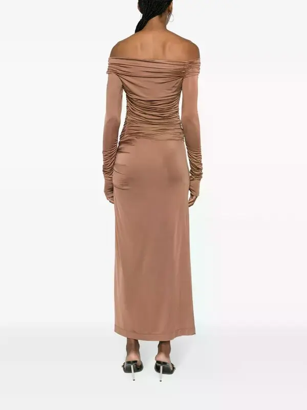 Helmut Lang Off-shoulder Draped Maxi Dress