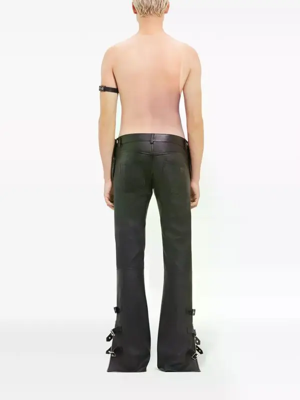 COURREGES Flared Leather Trousers With Buckle Detail