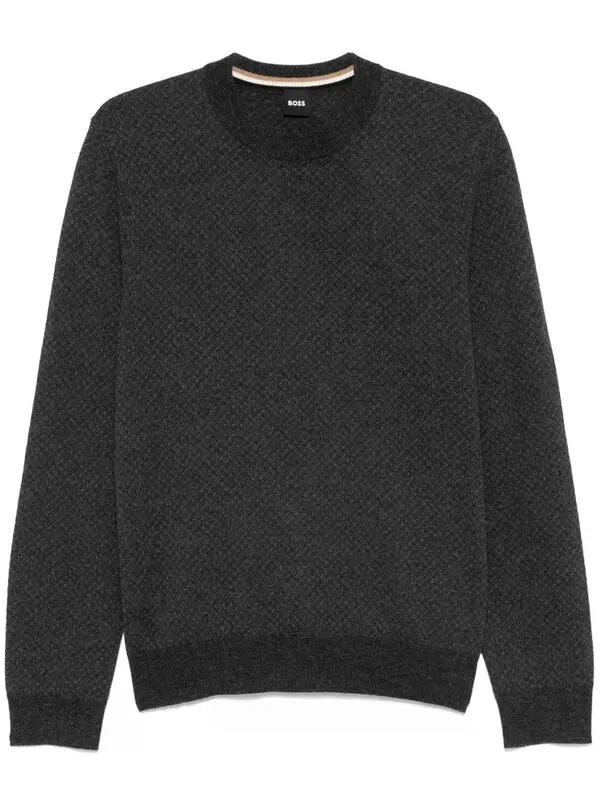 BOSS Patterned Jacquard Virgin Wool-blend Sweater