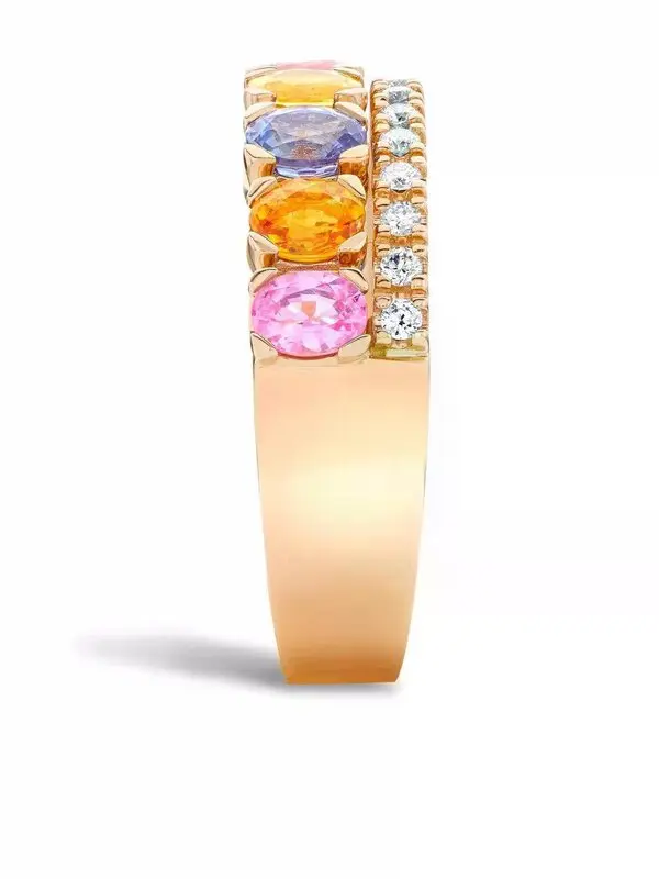 PRAGNELL 18kt Rose Gold Rainbow Sapphire And Diamond Ring