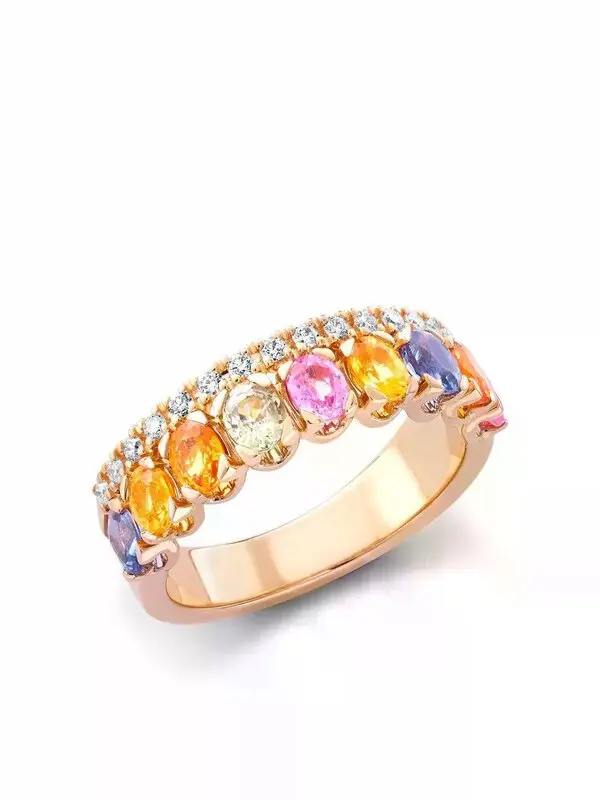 PRAGNELL 18kt Rose Gold Rainbow Sapphire And Diamond Ring