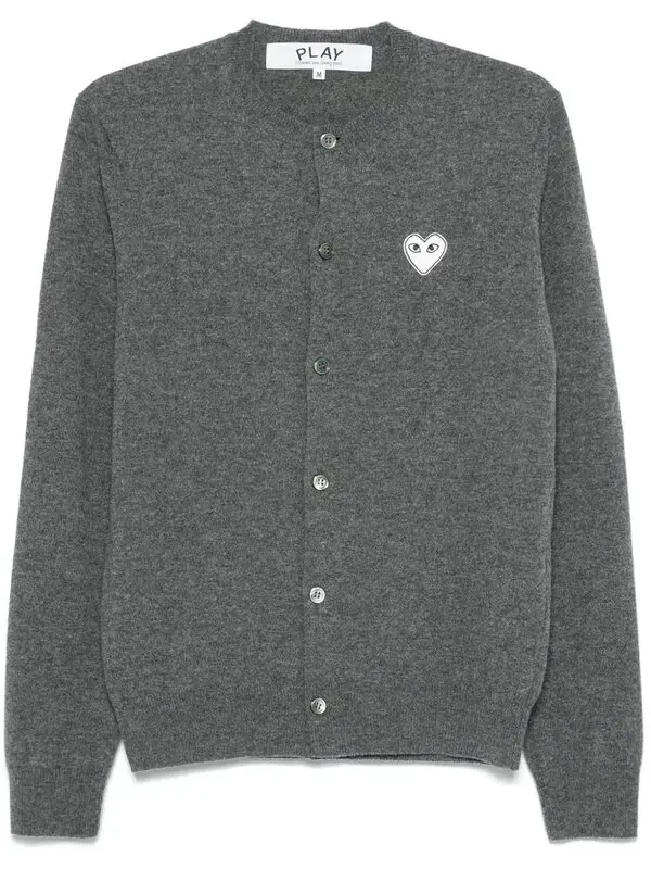 Play Comme Des Garcon Logo-patch Cardigan - Grey
