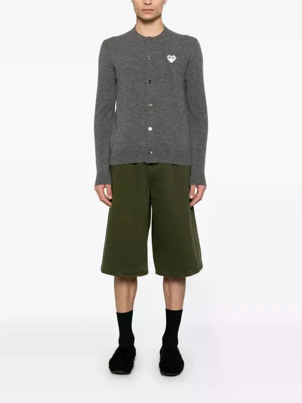 Play Comme Des Garcon Logo-patch Cardigan - Grey