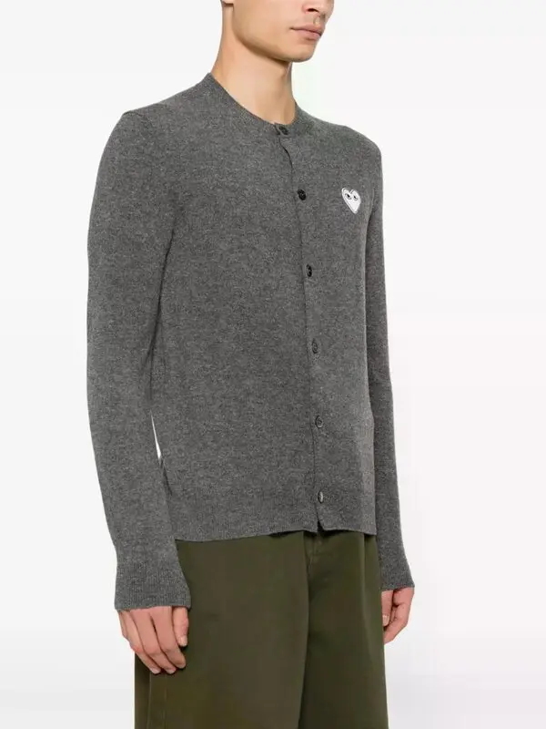 Play Comme Des Garcon Logo-patch Cardigan - Grey