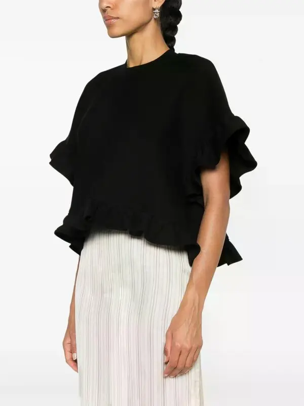 IOANA CIOLACU Peony Sweatshirt With Ruffle Trim - Black