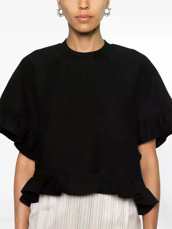 IOANA CIOLACU Peony Sweatshirt With Ruffle Trim - Black