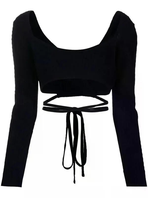 PATOU Cropped Tie-fastening Top - Blue