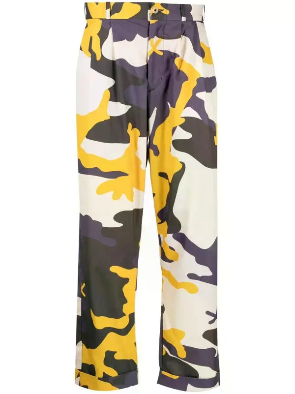 THE POWER FOR THE PEOPLE Camouflage-pattern Cropped Cotton Trousers - Neutrals