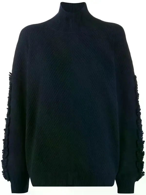 BARRIE Textured Sleeves Detail Jumper - Blue