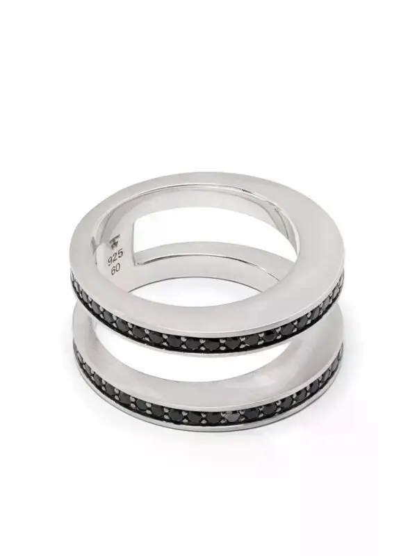 Tom Wood Vault Double Black Spinel Slip-on Ring - Silver
