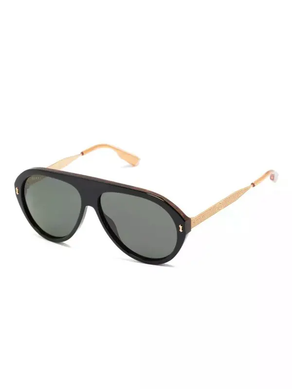 Gucci Logo-engraved Navigator-frame Sunglasses