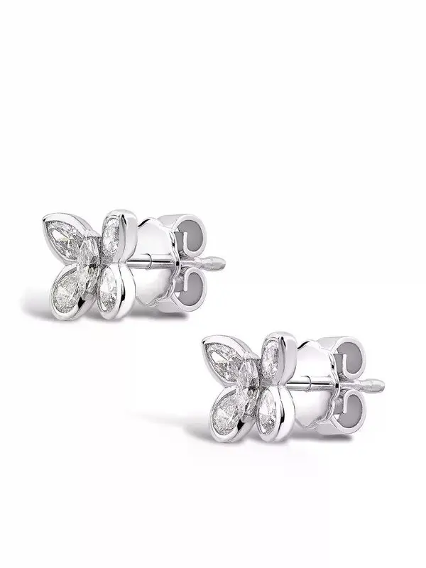PRAGNELL 18kt White Gold Butterfly Diamond Stud Earrings