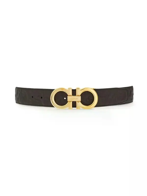 FERRAGAMO Gancini Reversible Calfskin Belt - Black