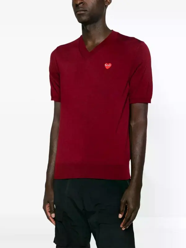 Play Comme Des Garcon Heart-patch Wool Jumper