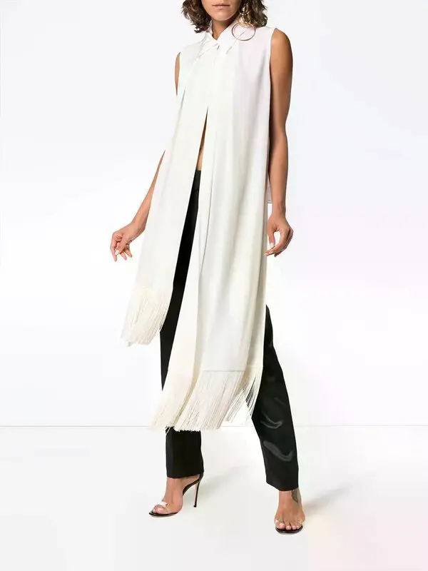 Givenchy Sleeveless Silk Blouse With Fringe Detail
