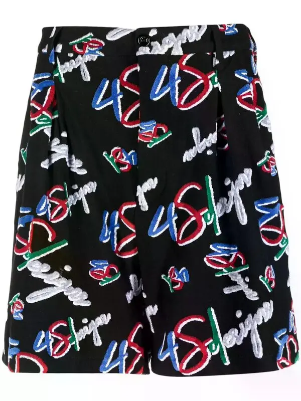 4SDESIGNS Logo-print Velvet-effect Shorts - Multicolour