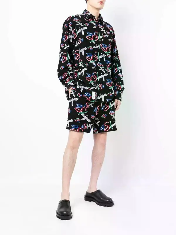 4SDESIGNS Logo Print Pleated Shorts