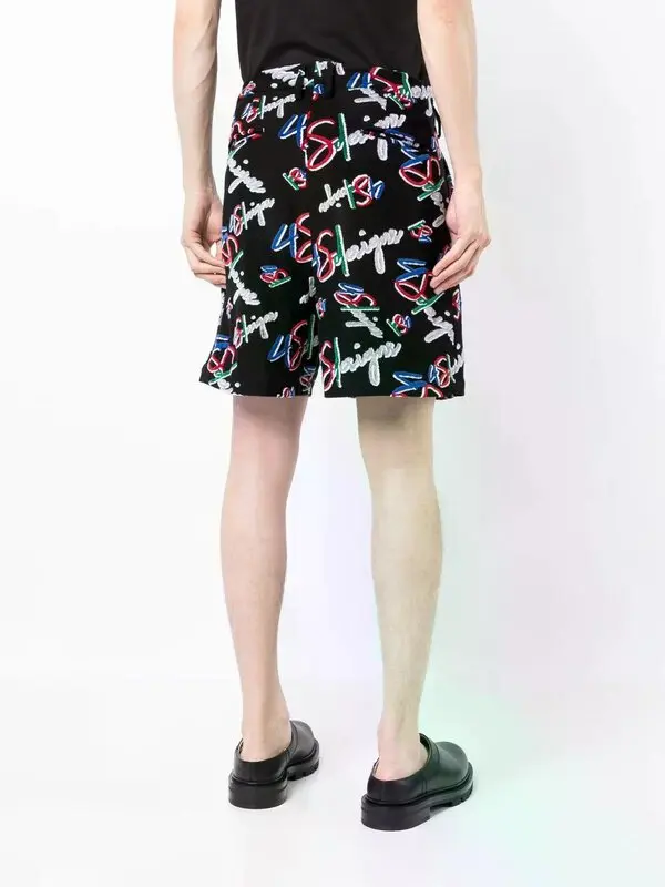 4SDESIGNS Logo Print Pleated Shorts