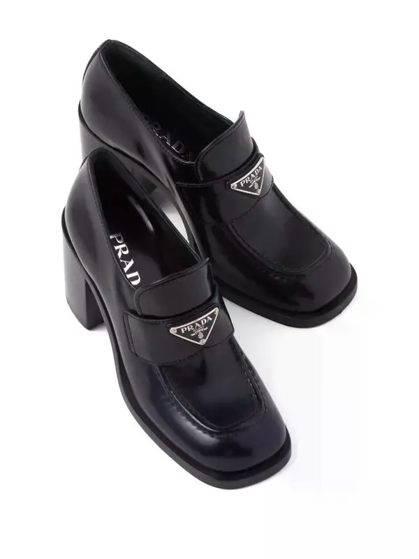 Prada Block-heel Brushed-leather Loafers