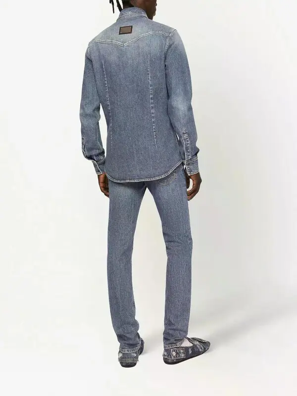 Dolce & Gabbana Logo-appliqué Skinny Jeans - Blue