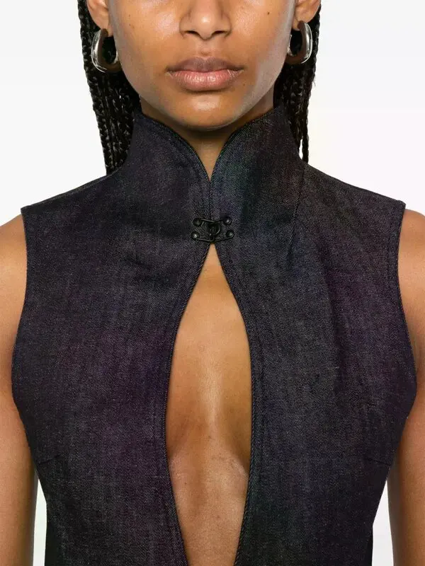 MUGLER Cut-out Denim Bodysuit