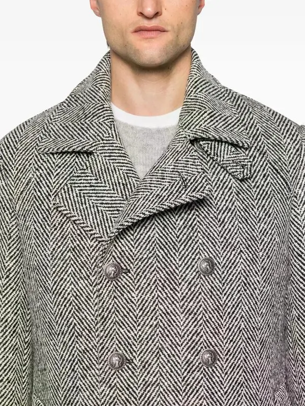 Brunello Cucinelli Herringbone-pattern Double-breasted Coat