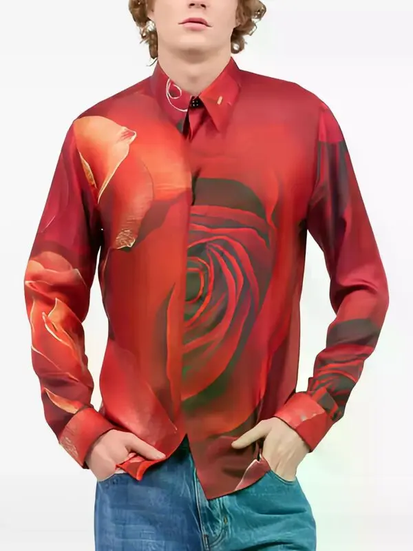 Roberto Cavalli Floral Print Silk Shirt