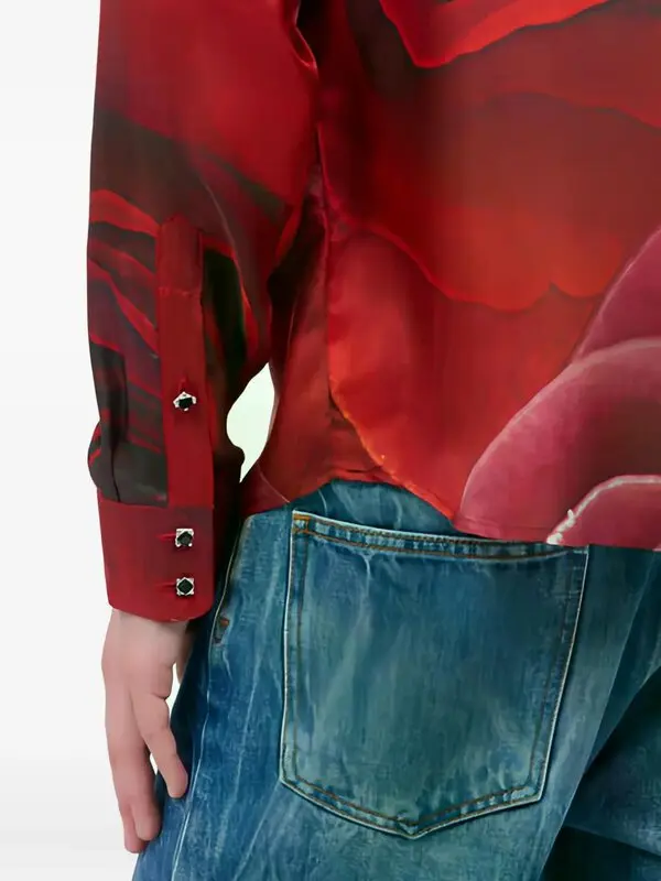 Roberto Cavalli Floral Print Silk Shirt