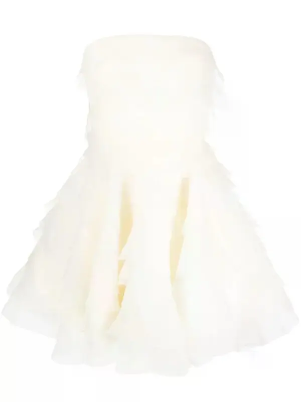 ANA RADU Ruffled Organza Minidress - Neutrals