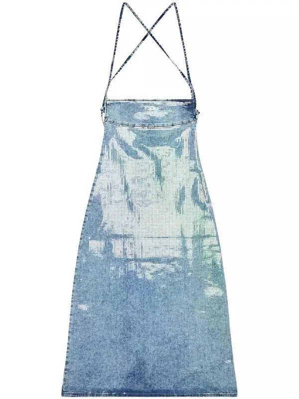 DIESEL® De-held Open-back Denim Midi Dress - Blue
