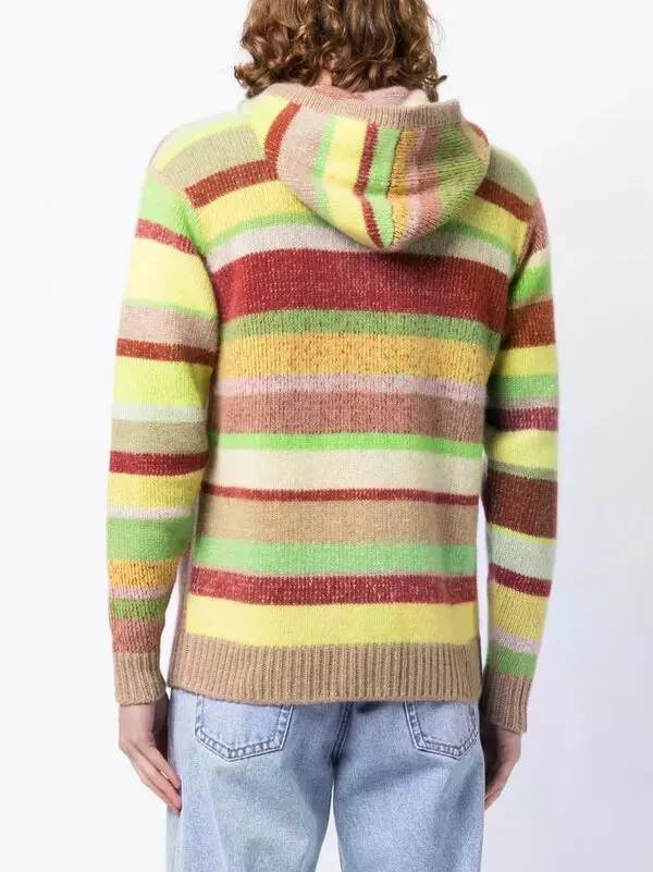 THE ELDER STATESMAN Multi-stripe Cashmere Zip-up Hoodie