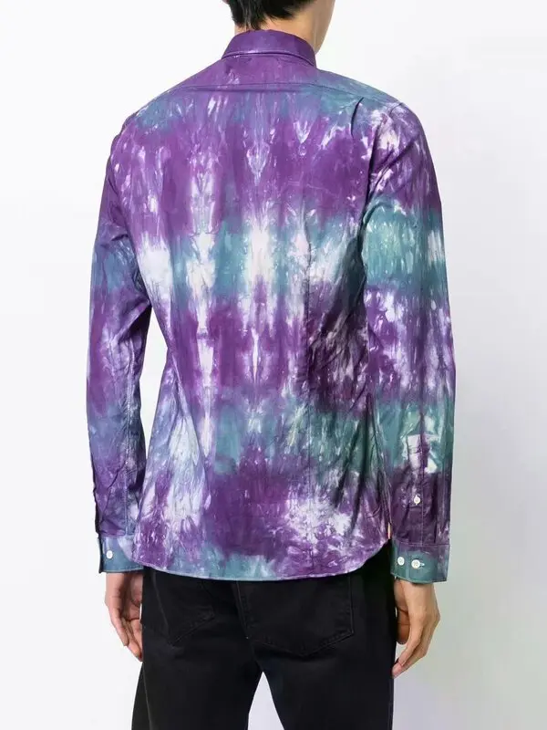 STAIN SHADE Long-sleeve Button-up Tie-dye Shirt