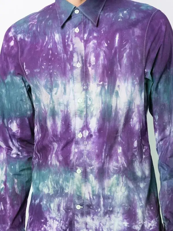 STAIN SHADE Long-sleeve Button-up Tie-dye Shirt