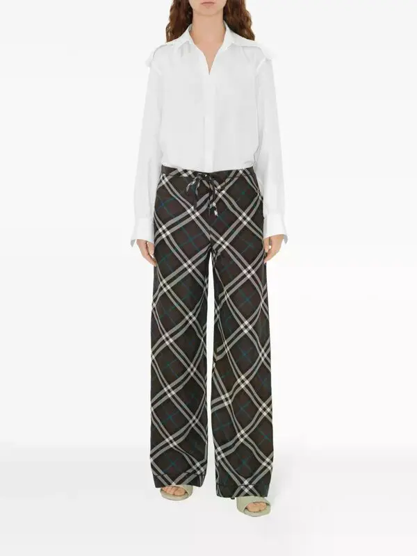 Burberry Check-pattern Silk Trousers