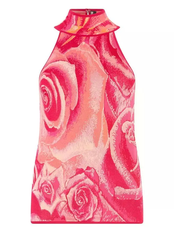 Roberto Cavalli Floral-print Halterneck Top