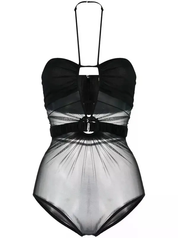 NENSI DOJAKA Sheer-panel Halterneck Bodysuit