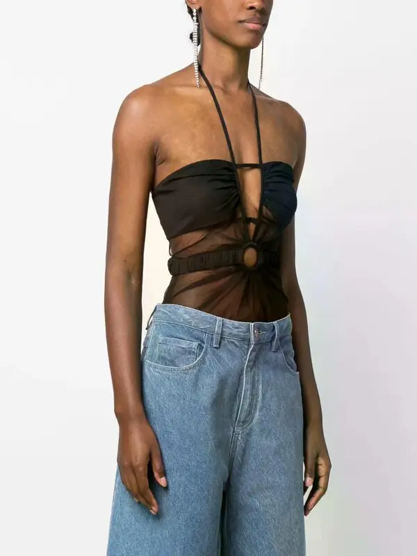 NENSI DOJAKA Sheer-panel Halterneck Bodysuit