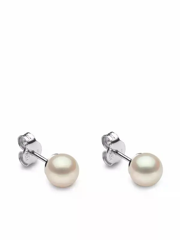 Yoko London 18kt White Gold Freshwater Pearl Stud Earrings - Silver