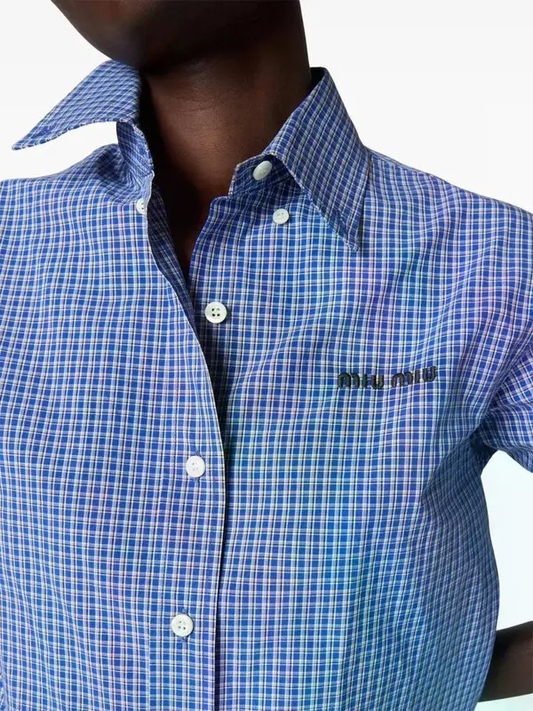 Miu Miu Checked Shirt With Embroidered Logo