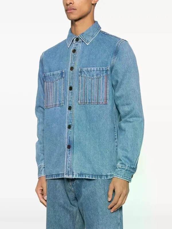Paul Smith Embroidered Denim Shirt Jacket - Blue