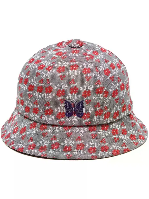 Needles Logo-embroidered Floral Bucket Hat - Grey