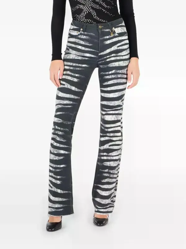 Roberto Cavalli Zebra-print Flared Jeans - Black