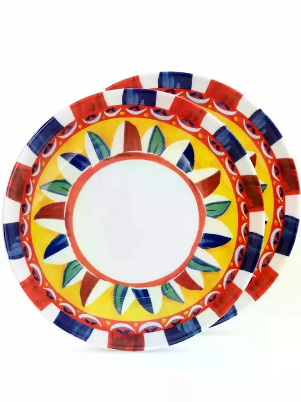 Dolce & Gabbana Carretto-print Porcelain Soup Plates - Red