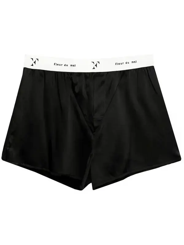 FLEUR DU MAL Silk Blend Boxer Shorts - Black