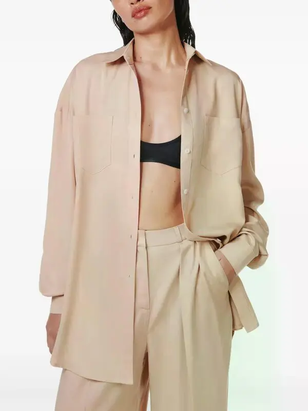 ANNAFOXY Sand Beige Pintuck Detail Shirt