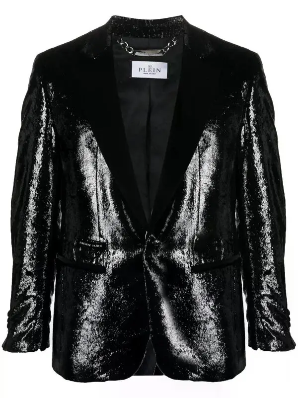 Philipp Plein Metallic-effect Single-breasted Blazer - Black