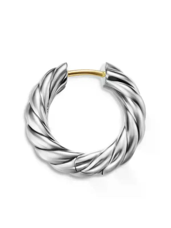 David Yurman Sterling Sculpted Cable Hoop Earrings