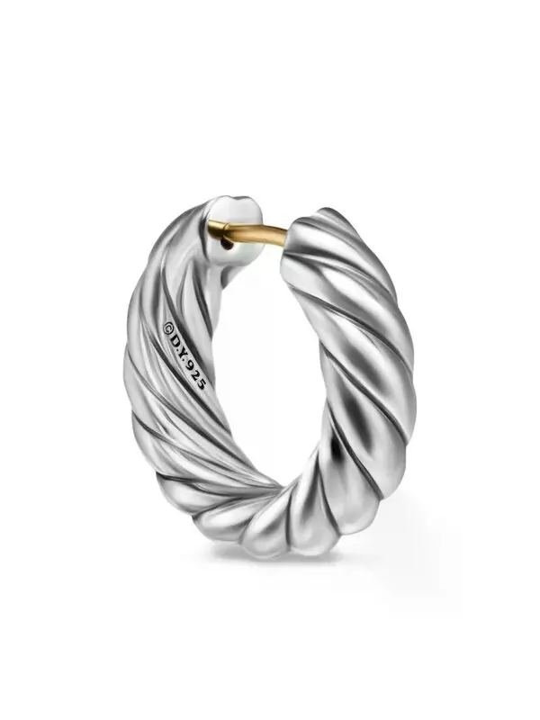 David Yurman Sterling Sculpted Cable Hoop Earrings