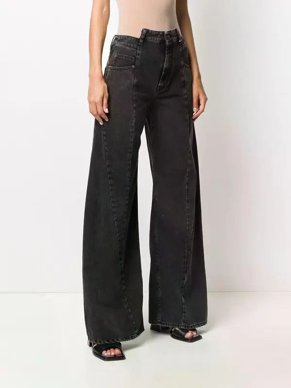 MAISON MARGIELA Asymmetrical Waist Wide Leg Jeans - Black